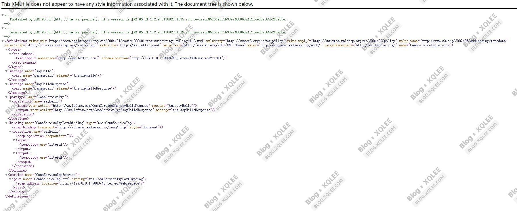 Java编程纯jdk Java编写webservice服务和客服端 Xqleeblog